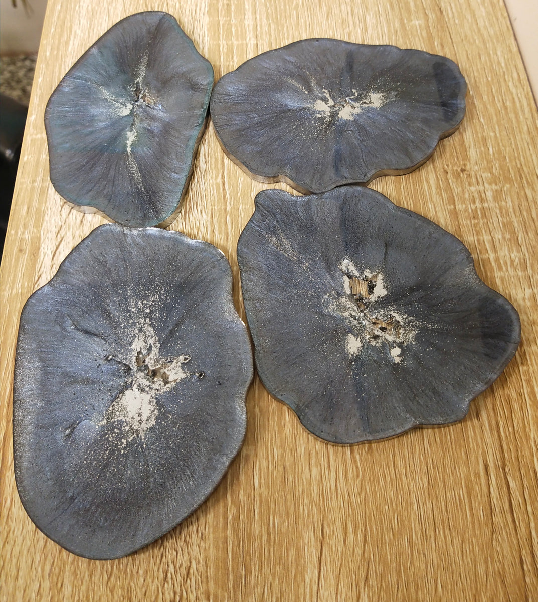 Blue Grey Geode coasters - set of 4 – Trish Rist Designs